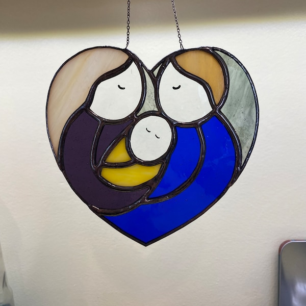 Digital Stained Glass Pattern - Family Heart • Resale Friendly - Etsy