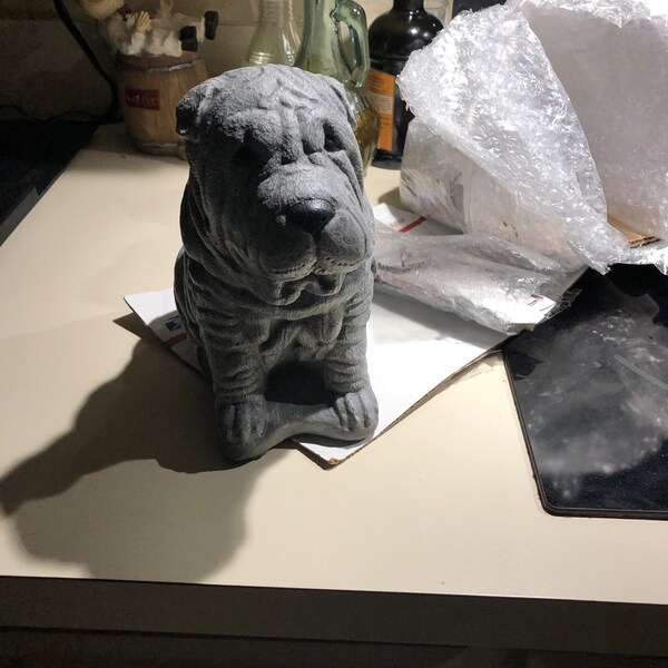 Shar-pei Dog Statue, Concrete Dog Statues, Pet Memorial Head Stones ...