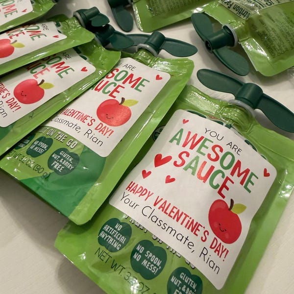 Classroom Valentine Sticker - Awesome Sauce Valentine Sticker ...