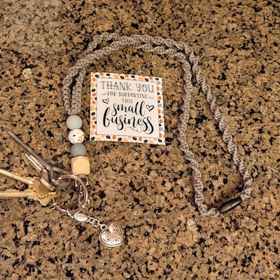 Beaded Retractable Badge Reel, Teacher ID Holder, Beaded Badge ...