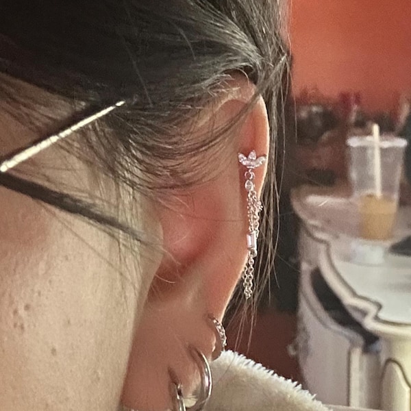 Dainty Triple Chain Helix Piercing, Cartilage Piercing 20g, Hoop ...