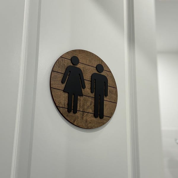 3D Restroom Shiplap Sign, Mini Bathroom Signs, Farmhouse Bathroom Decor ...