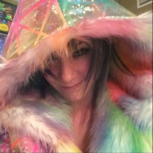 Neon Pink Monster Trippy Funky Fuzzy Rave Festival Fur Disco Burning ...