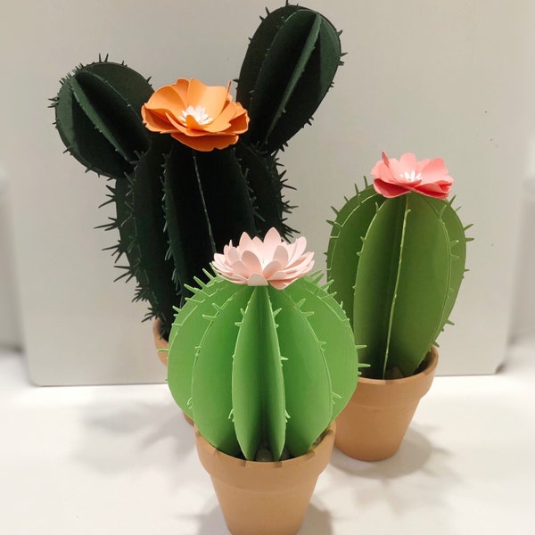 Paper Cactus Templates and Tutorial, Paper Cacti SVG and PDF Flower ...