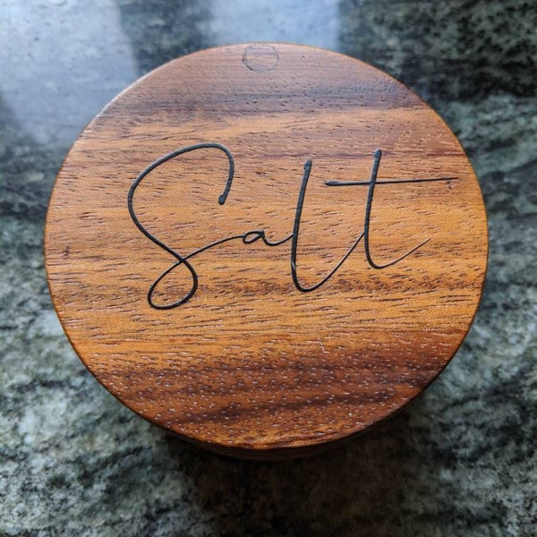 Acacia Wood Salt Cellar, Personalized Salt Cellar, Custom Salt Cellar ...