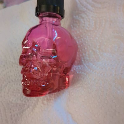 1 Oz Gold Silver Black Glass Skull Bottle, Skull Dropper, Skull Dropper ...