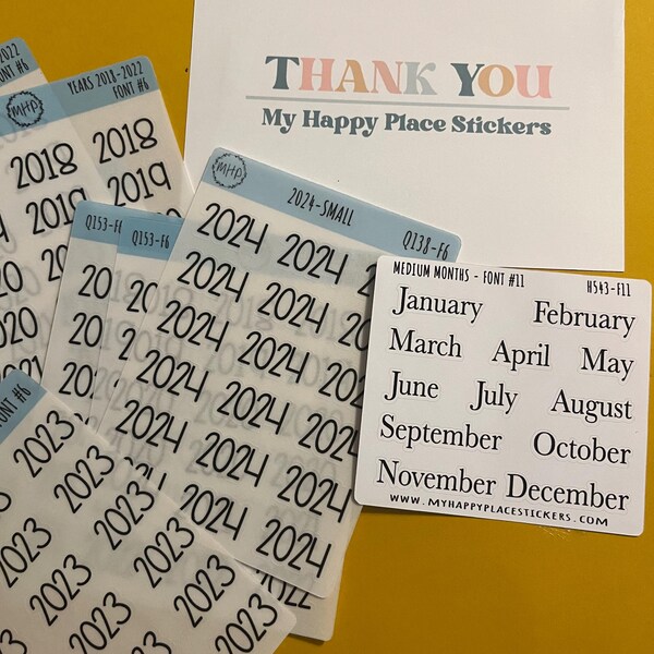 Months and Number Stickers for Planners, Organizers and Bullet Journals ...