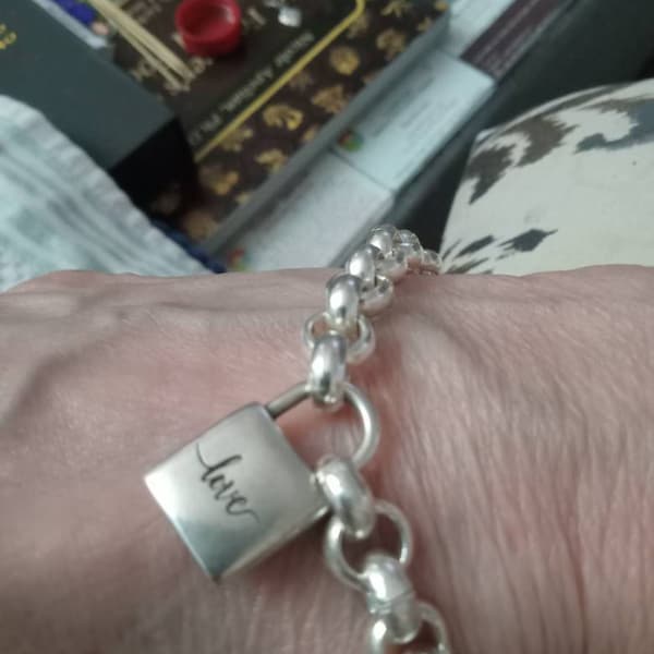Stackable Sterling Silver Plated Padlock Bracelet: Elegant Rolo Chain ...
