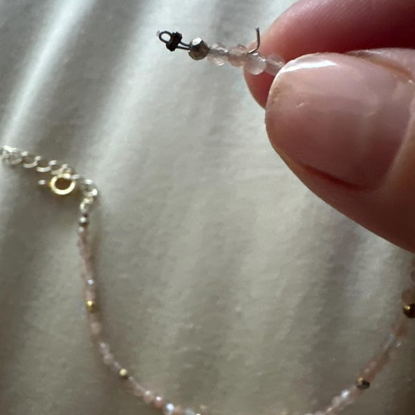 Tiny Sunstone Bracelet Dainty Gemstone Bead Bracelet Peach Crystal Bead Bracelet 2mm Small Stone ...