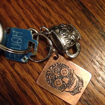 Sugar Skull Key Ring Day of the Dead Key Ring Skull Key - Etsy