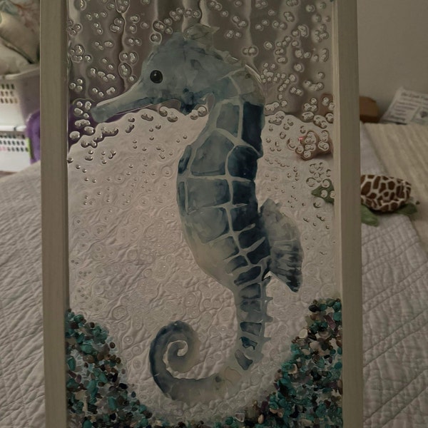 Seahorse Glass Window, Art, Ocean, Beach, Chunky Glass, Outer Banks ...
