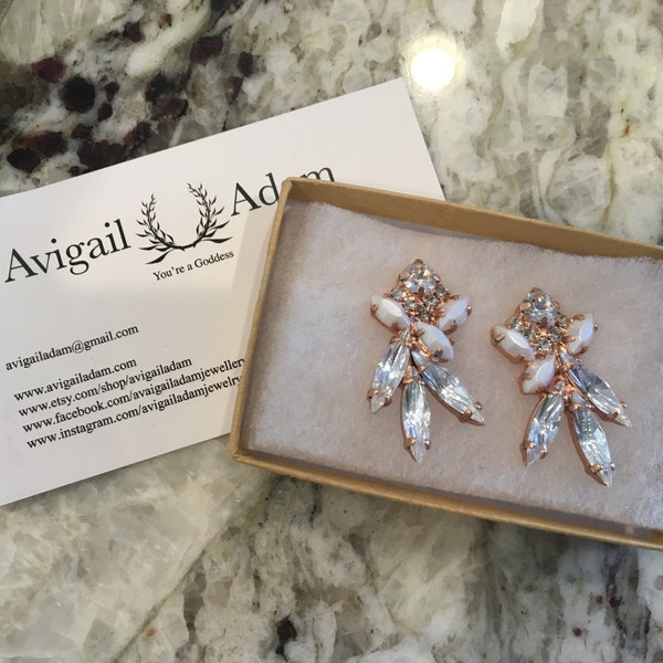 Vicky Pearls Crystals Clusters Earrings Bridal Stud Earrings Swarovski ...