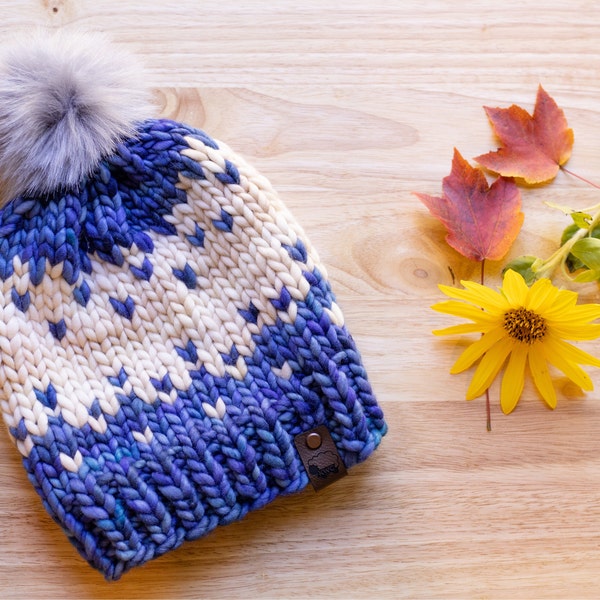 KNITTING PATTERN - Easy Beginner Colorwork Beanie - Super Bulky ...