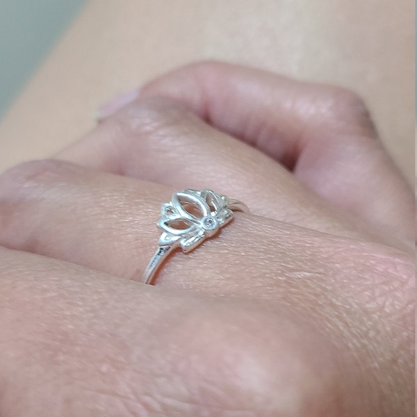 Sterling Silver Lotus Ring - Etsy