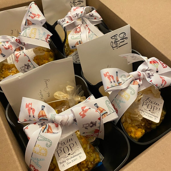 Fixin' to Pop Baby Shower Favor Kits-3 TAG COLORS | Popcorn Favor-20 ...
