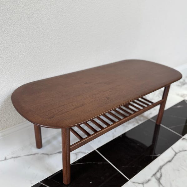 Mid-century Modern Solid Wood Coffee Table: Sustainable Hardwood ...