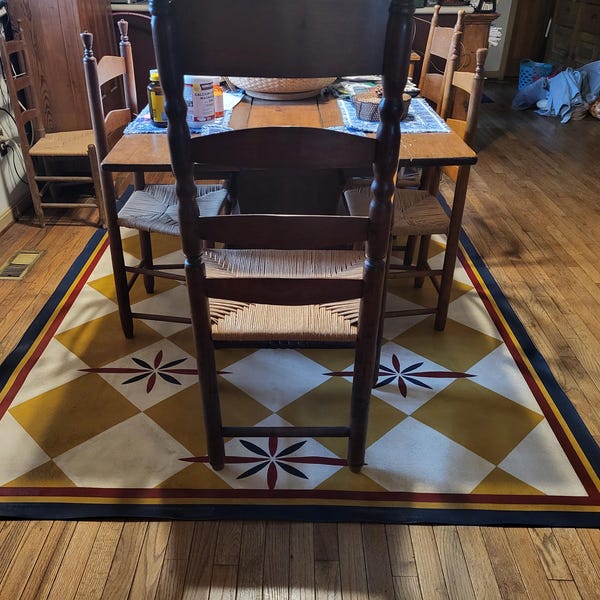 Historic Reproduction Floorcloth W/ Early American Design. Painted ...