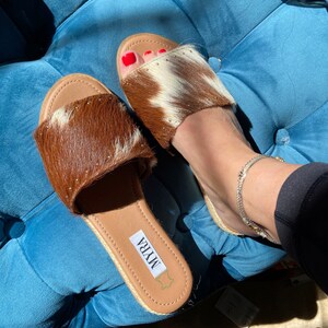 Genuine Cowhide Western Slippers House Shoes - Etsy