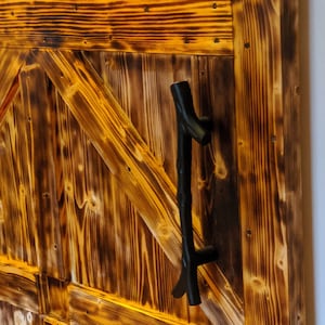 Tree Branch Barn Door Handle and Matching easy Mount Textured Flush ...