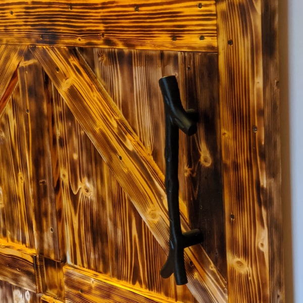Tree Branch Barn Door Handle and Matching easy Mount Textured Flush ...