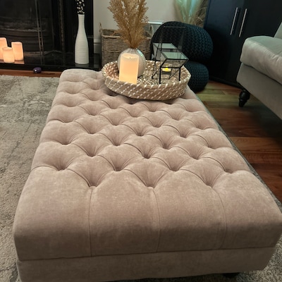 Extra Large Deep Cushioned Chesterfield Footstool Coffee Table. - Etsy UK