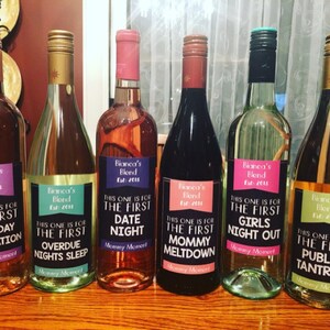 New Mom Wine Labels Mom Wine Label New Mom Gift Custom Set of Wine ...