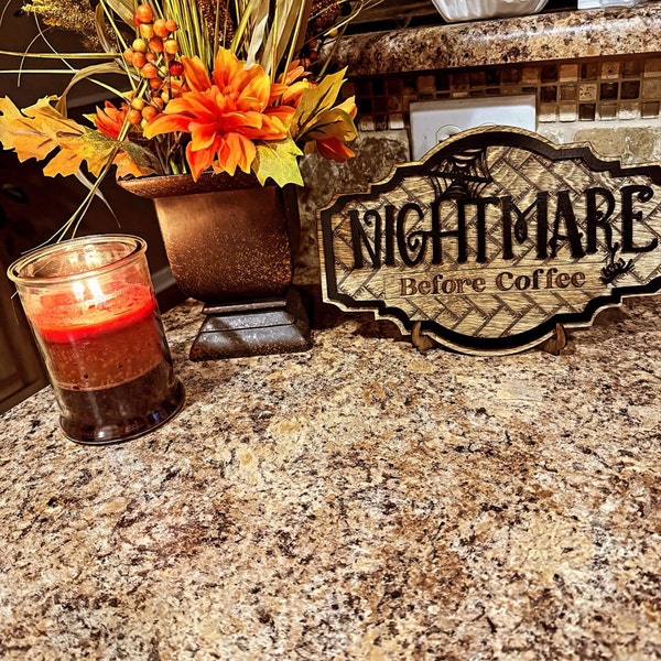 Nightmare Before Coffee Sign, Funny Halloween Sign, Coffee Sign ...