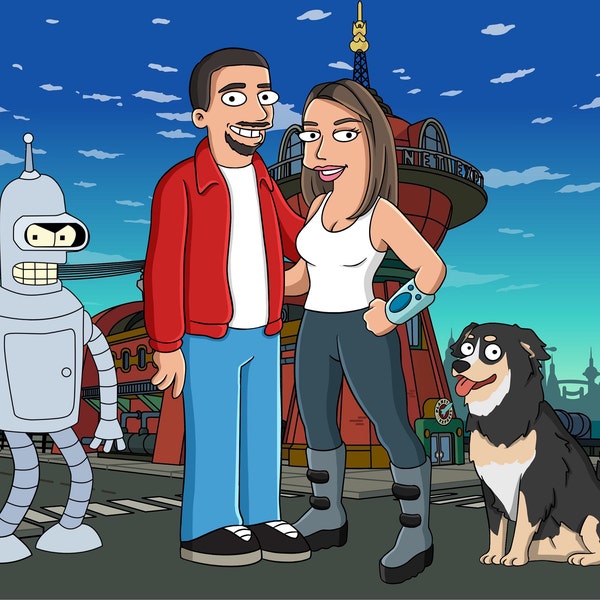 Futurama Portrait! Custom Couple Portrait. Custom Cartoon Family ...