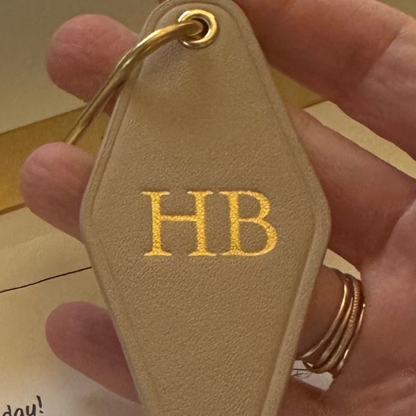 Embossed Diamond Leather Keychain (initials) - Modern Key Rings, Custom ...