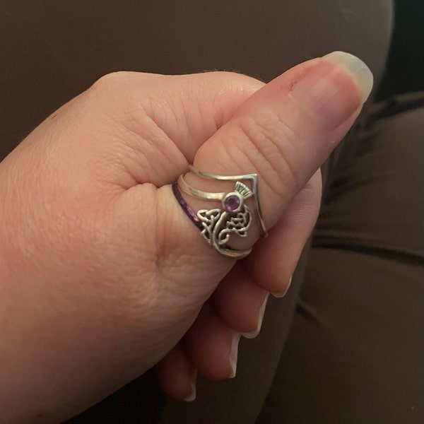 Super Thin Violet Silver Stackable Ring(s),purple Ring,purple Stacking ...