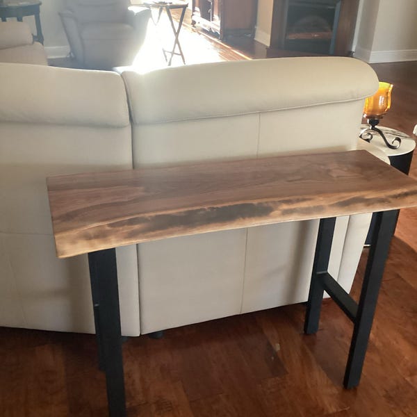 Custom Black Walnut Live Edge Table With Shelf Console Hallway TV Stand Sofa Table - Etsy