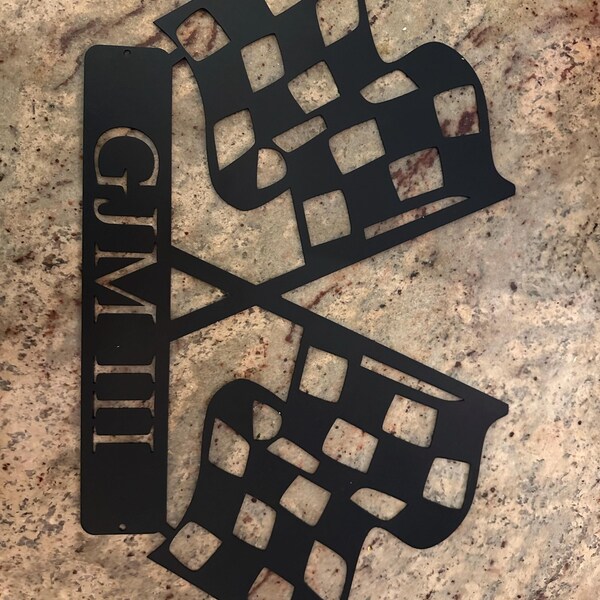 Custom Checkered Flag Racing Sign, Checkered Flag Monogram ...