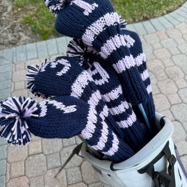 Set of 3, Made to Order Hand Knitted Golf Club Socks Custom Golf Head ...