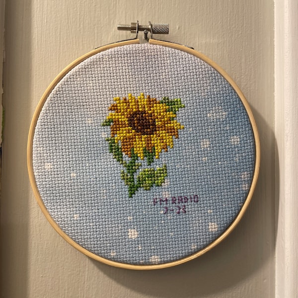 Tiny Cross Stitch Sunflower , Mini Cross Stitch Flower , Small Easy ...