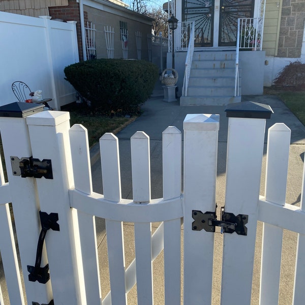 Spring Loaded Gate Latch With Cable and Ring Powder Coated Black Screws ...