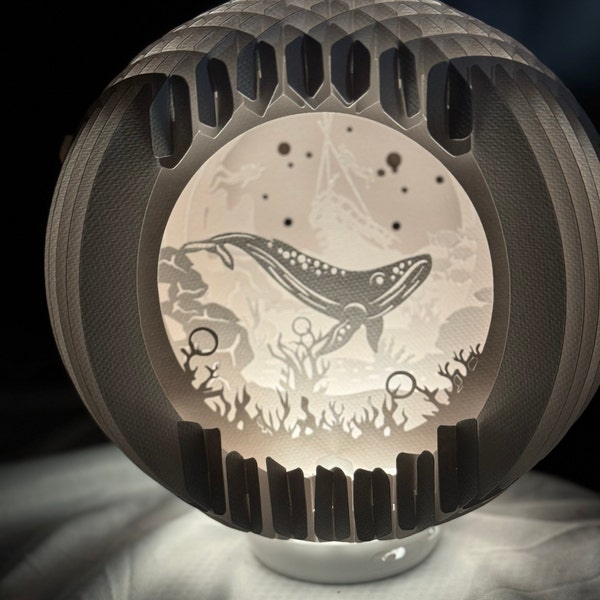 3D Papercut Whale Light Box Template, DIY Sliceform (PDF, SVG, Studio ...