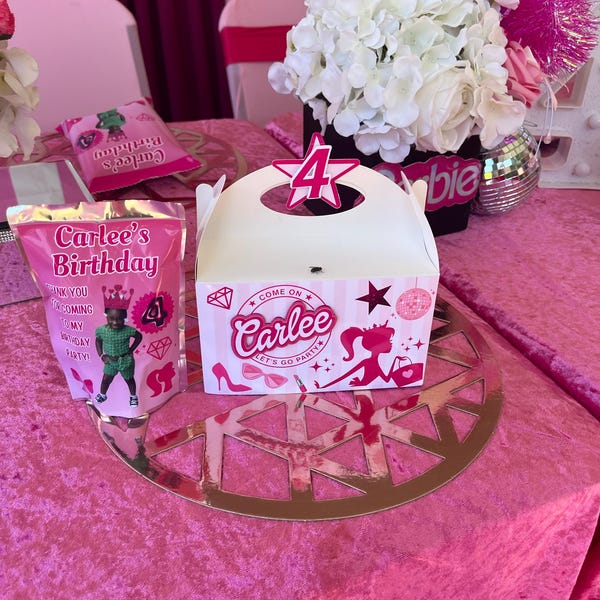 Doll Favor Boxes, Pink Glam Party Favors, Fashion Doll Gable Boxes, Hot ...