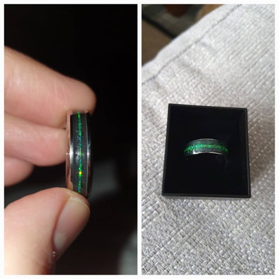 8mm Fumed Cherry Bentwood With Crushed Dark Green Opal and Rose Gold on ...