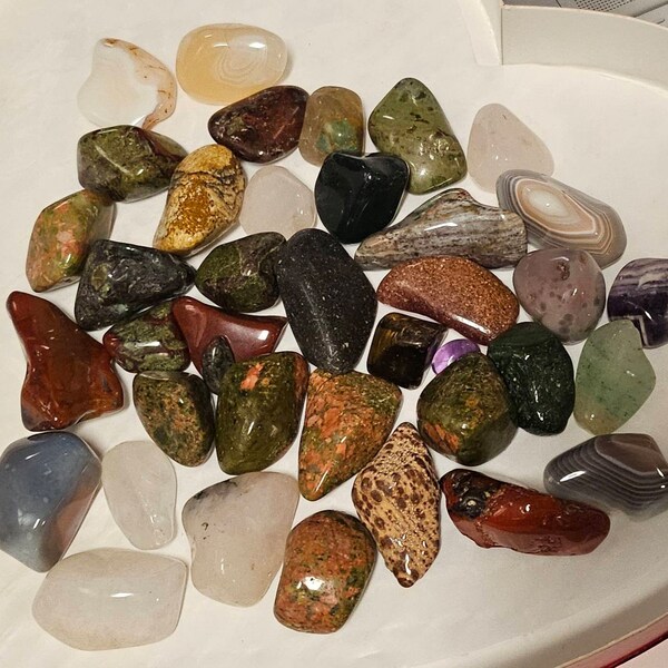 Assorted Tumbled Stones 0.5 in and 1 in BIG From 2oz Wholesale Bulk Lot ...