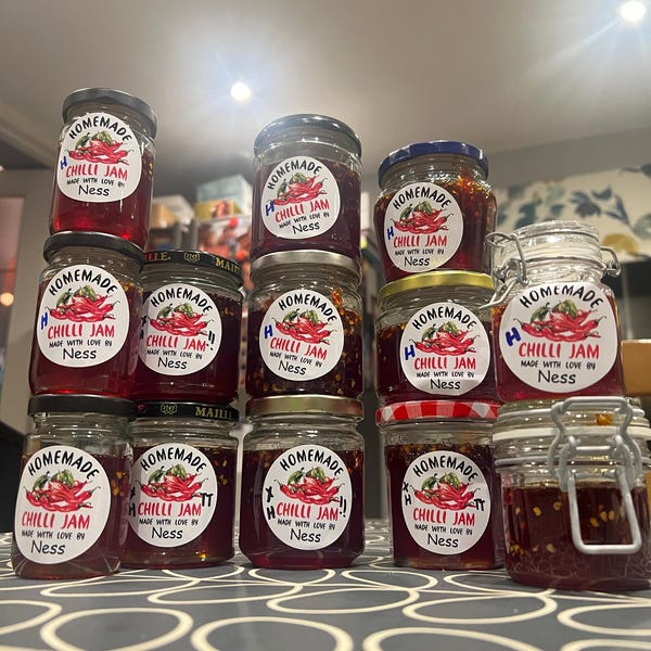 39 Personalised Jar Labels, Stickers, Ideal for Chutney, Chilli Jam ...