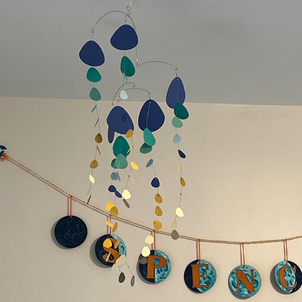 Kinetic Mobile #28 Eucalyptus Cream & Forest Green - Etsy