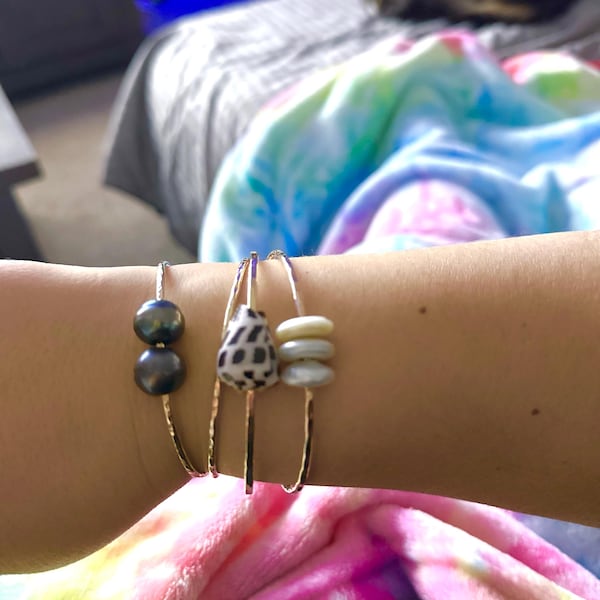 Custom Gold Hawaiian Shell Bangle, Shell Bangles, Made in Hawaii, Gifts ...