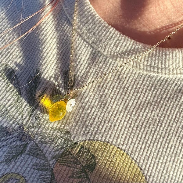 14k Gold Filled Lemon Necklace: Glass Fruit Pendant - Etsy