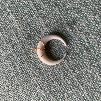 Double Horn Crescent Moon Charm Pendant Hand Carved Buffalo Horn, One ...