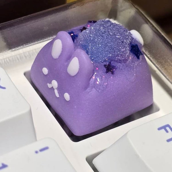 Pastel Blue Starry Sky Pudding Artisan Resin Keycaps, Cute ESC and ...
