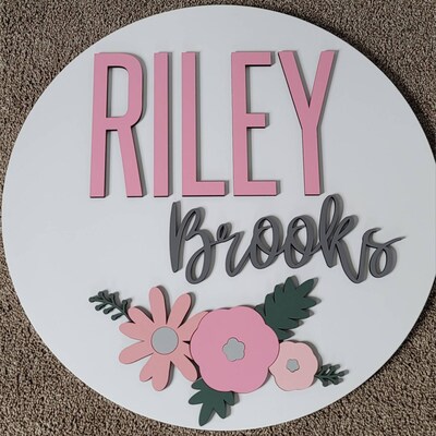 Custom Name Sign Round Sign Baby Name Sign Nursery Room - Etsy