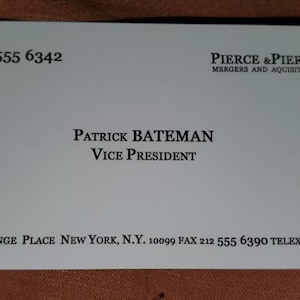 American Psycho Patrick Bateman Business Card Christian Bale - Etsy