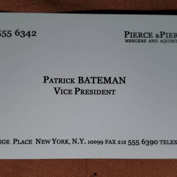 American Psycho Patrick Bateman Business Card - Christian Bale - Etsy