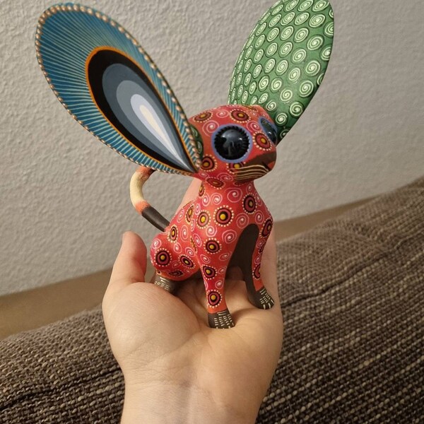 Alebrije Rabbit Oaxacan Wood Carving Hand Painted Mexican Craft Home ...