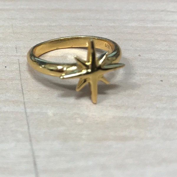 Gold North Star Ring, Nautical Star Ring, Starburst Ring, Polar Star Ring, North Star Ring, Gift ...